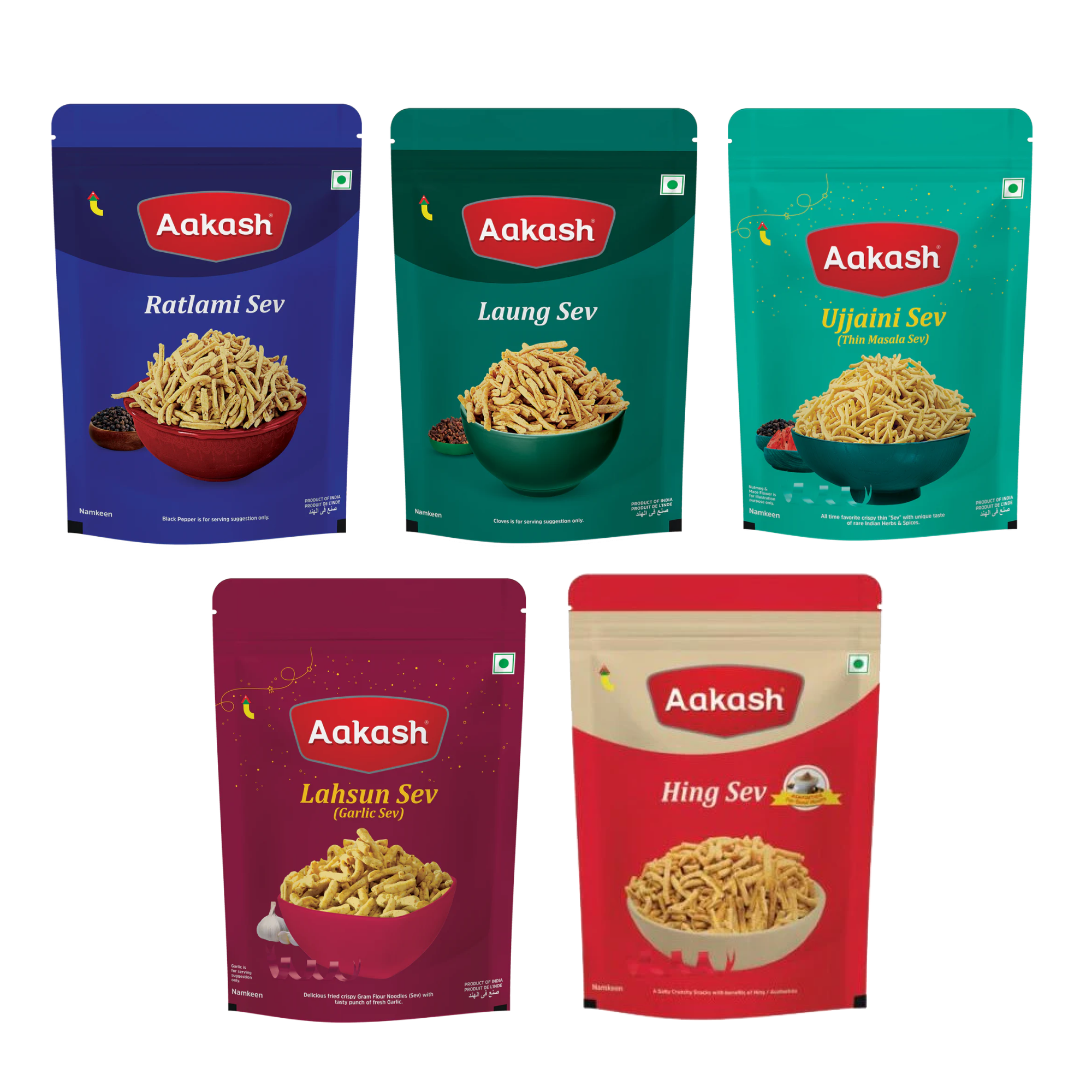 Sev Combo 350g each (Pack of 5) - 1.75KG – Aakash Namkeen