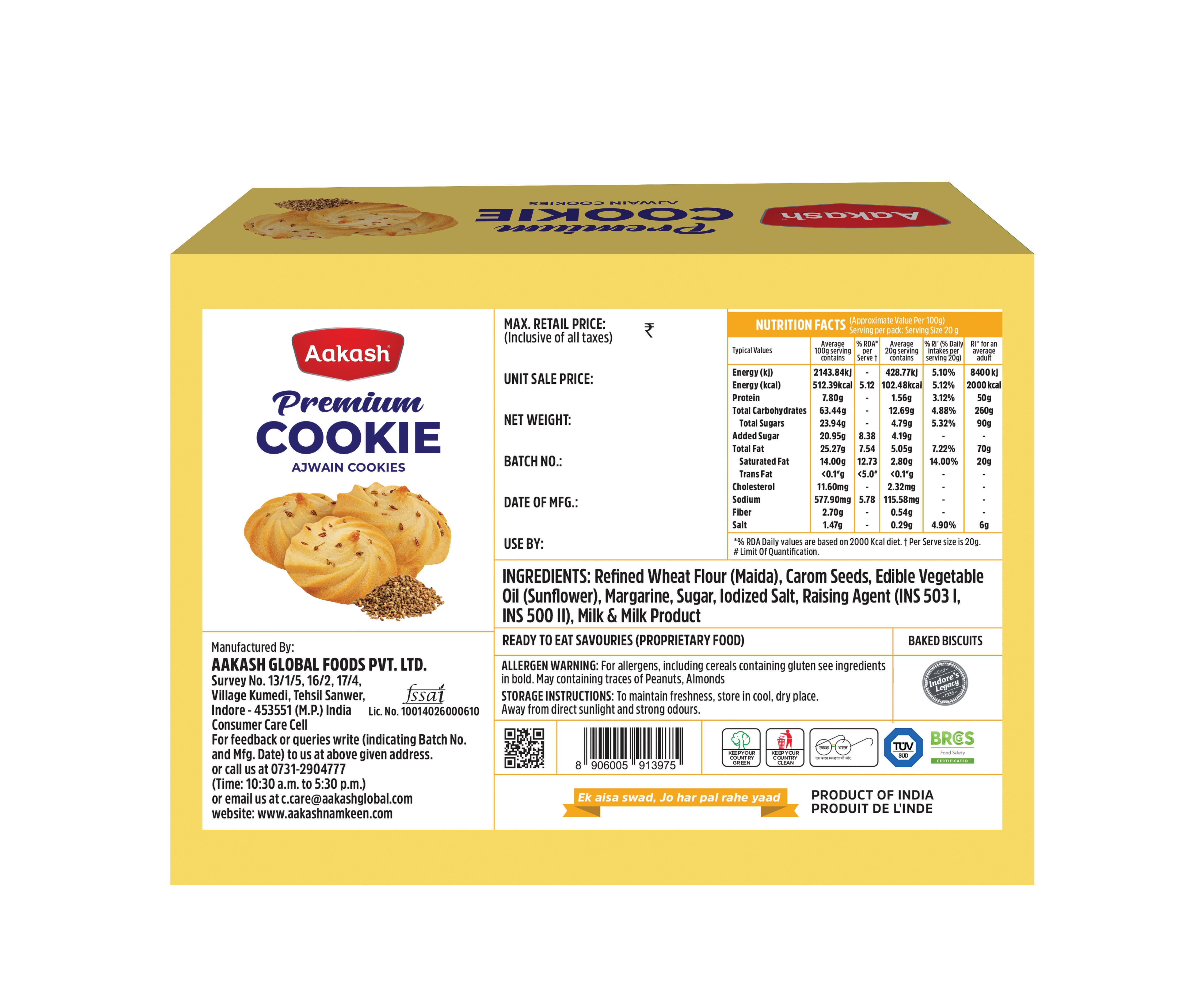 Ajwain Cookies 250gm – Aakash Namkeen