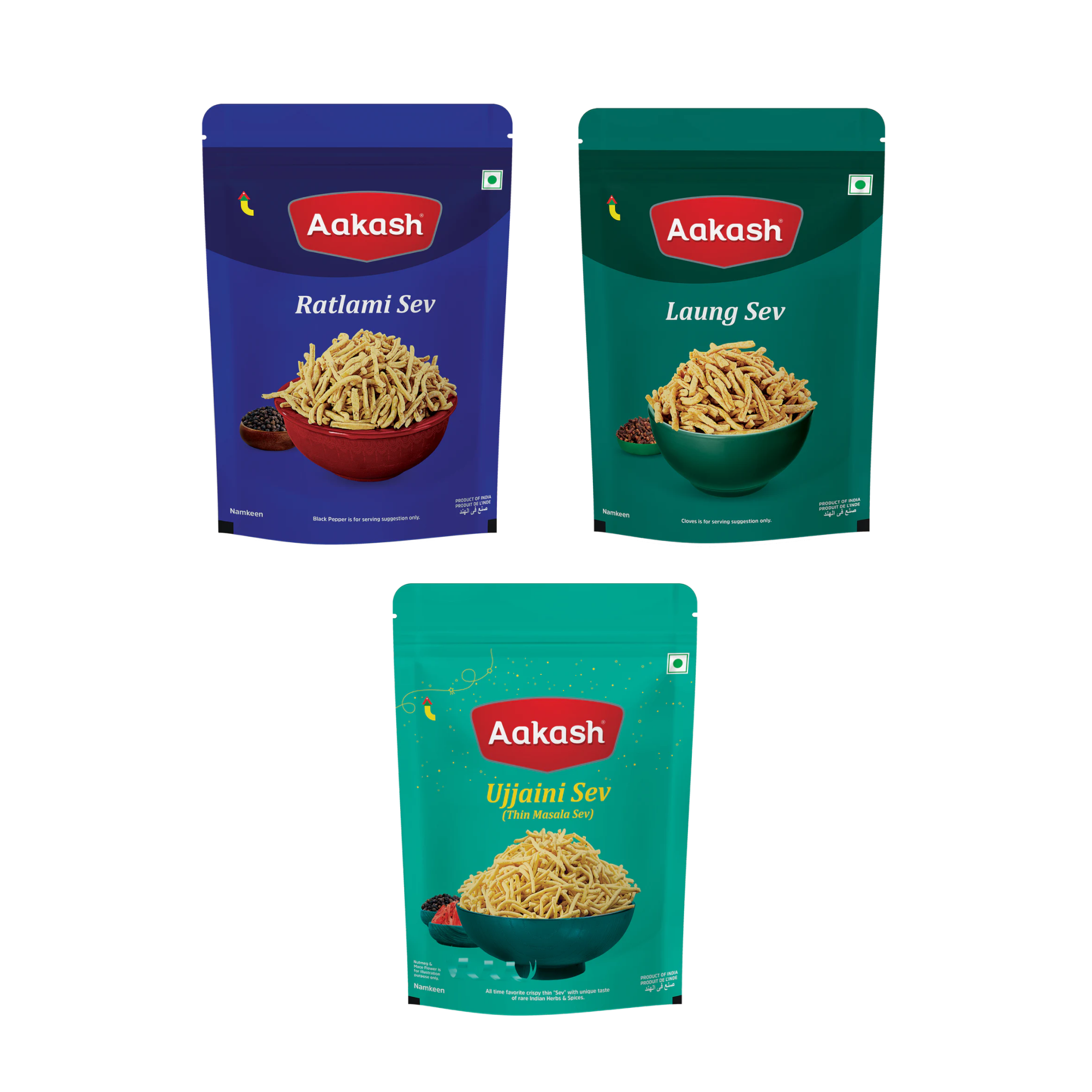 Sev Combo (Pack of 3) 150gm each - 450gm – Aakash Namkeen