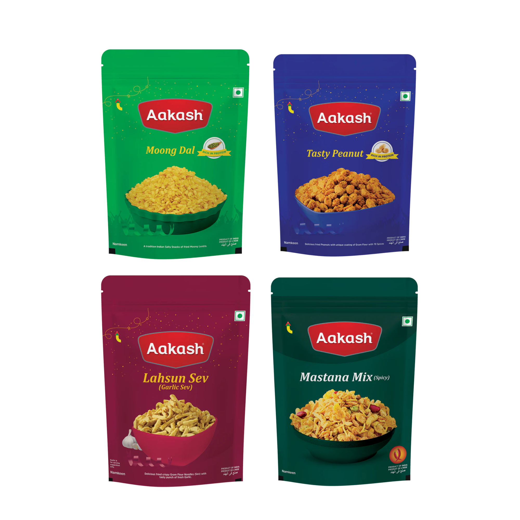 Sev, Mixture & Peanut Combo (Pack of 4) – Aakash Namkeen